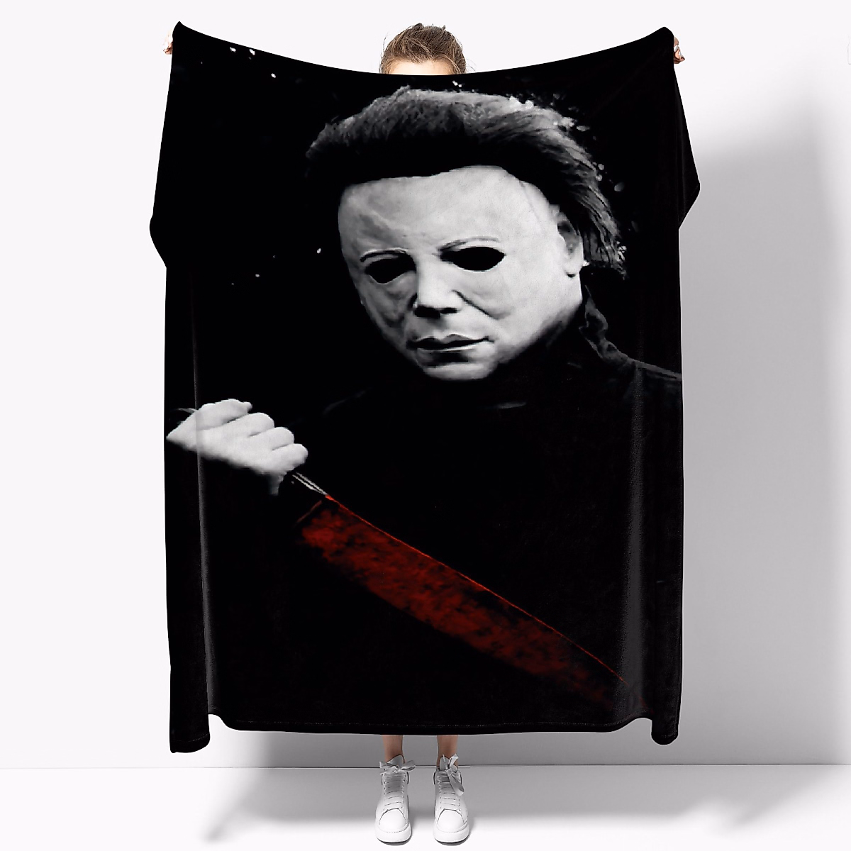 Horror Movie Blanket Mic-hael My-ers Halloween Super Soft Cozy Warm Fleece Throw Blanket Fluffy Plush Lightweight Bedding Quilts for All Season Bed Sofa Couch 80"x60" Large for Men Women