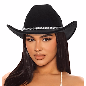 Classic Felt Wide Brim Western Cowboy & Cowgirl Hat with Buckle for Women and Men(Size:M)