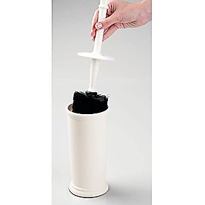 mDesign Plastic Modern Bathroom Storage and Cleaning Accessory Set - Includes Toilet Plunger, Bowl Brush, Wastebasket Trash Can/Garbage Bin - 3 Pieces - Hyde Collection - Cream/Beige