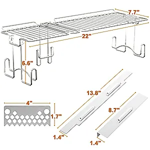 Wind Guards, Griddle Warming Rack & Food Fighter Mesh Screen for Blackstone 22 inch Griddle Stand Accessories, Magnetic Grill Accessories for Blackstone model 1967,Compatible w/ Blackstone Rear Grease