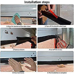 Universal Garage Door Seal, Garage Door Rubber Seal Strip Replacement, Weatherproofing Garage Door Weather Stripping with Nails (20 Feet)