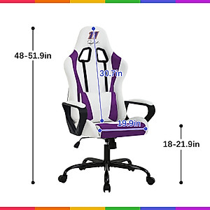 Gaming Chair High Back Office Chair Racing Computer Chair Task PU Desk Chair Ergonomic Swivel Rolling Chair with Lumbar Support for Adults (D11, Purple)