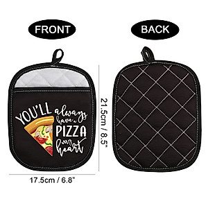 Pizza Lover Gift Pizza Themed Oven Pads Pot Holder with Pocket You’ll Always Have A Pizza My Heart for Friends (Pizza My Heart)
