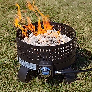 Fire Sense 62133 Sporty Campfire Portable Fire Pit LPG Gas 60,000 BTU Outdoor Firepit Includes Propane Stand Included - Dark Bronze - Round - 15"