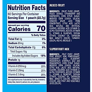 Welch's Fruit Snacks, Mixed Fruit & Superfruit Bulk Variety Pack, Gluten Free, 0.8 oz Individual Single Serve Bags (Pack of 60)