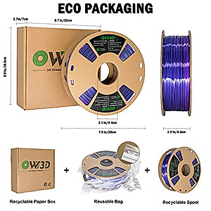 2 Pack PLA Filament 1.75mm, 3D Printer Filament Silk Black Purple with Silk Black Green Color Changing, Silk PLA Filament, 2kg