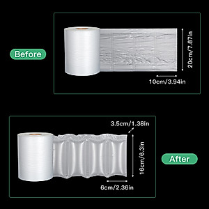 awagas Air Cushion Wrap Roll, 3000pc Air Pillow Bags Air Pillows for Packaging Inflatable Air Cushion Film Roll, Air Bubble Void Filling Bags for Bubble Wrap Packaging 985ft x 4" x 8"