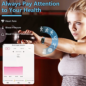 GECENinov Smart Watch, Activity Fitness Tracker with 1.54" Full Touch, Sleep Monitor, Heart Rate and Blood Oxygen Monitor, IP65 Waterproof Smartwatch Compatible with iPhone & Android Phones,Blue