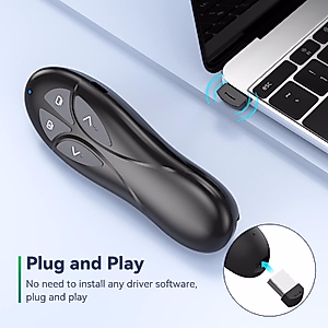 Wireless Presentation Clicker, 2 in 1 USB Type C Powerpoint Clicker with Laser Pointer, Clicker for Powerpoint Presentation Remote PPT PowerPoint Clicker for Mac,Computer, Keynote,Laptop