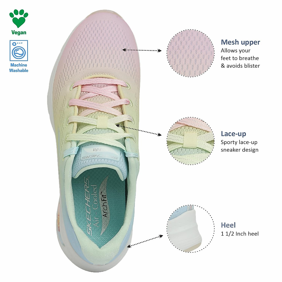 Skechers-Womens-Arch FIT-Dreamy Day -Sneakers, Multicolor, 5 UK (8 US)