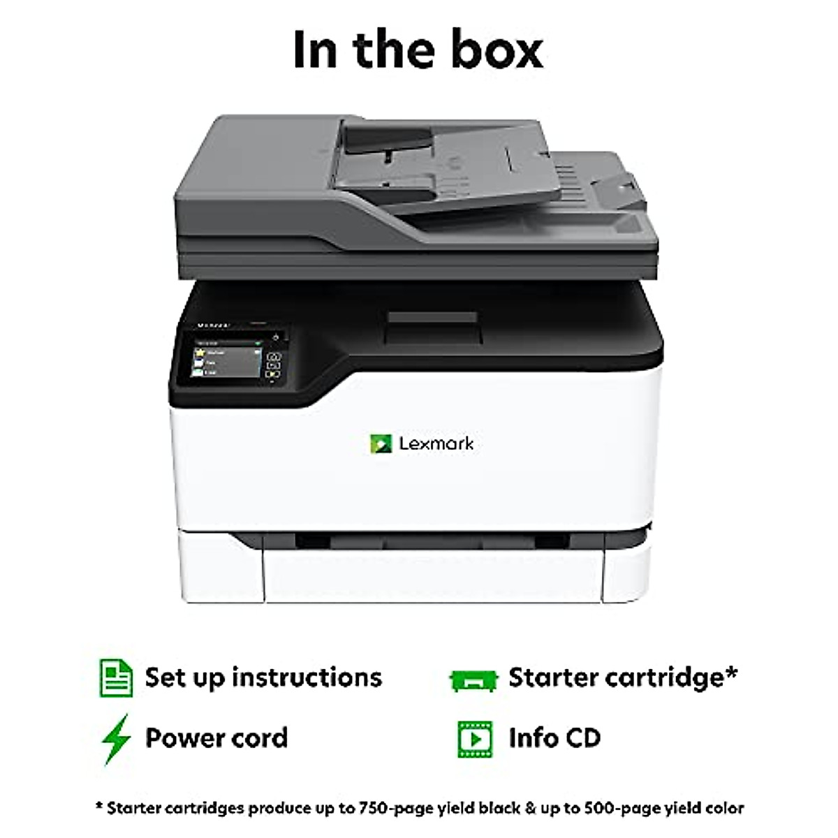 Lexmark MC3224i Color Laser Multifunction Product with Print, Copy, Digital Fax, Scan and Wireless Capabilities, Plus Full-Spectrum Security and Print Speed up to 24ppm (40N9640), White, Small