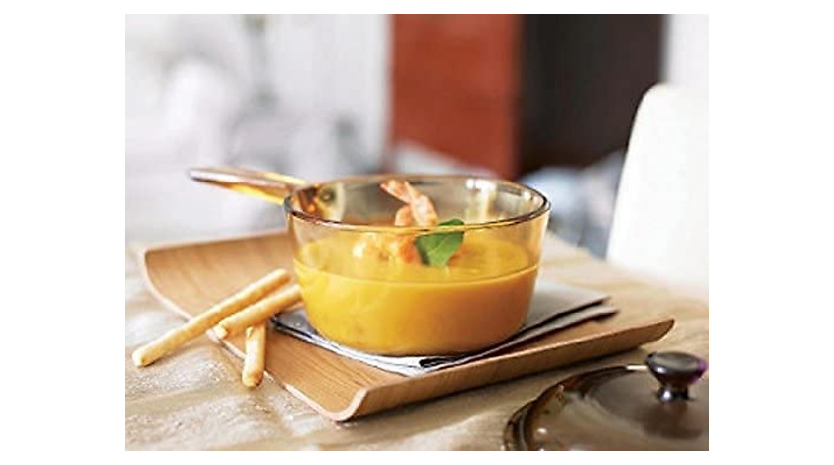 Vintage Corning Visions 1.5L Amber Sauce Pan with Lid