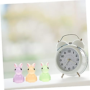 NOLITOY 18pcs Rabbit Ornament Bunny Figurines Animal Toys Animal Figurines Bunny Shape Decor Decoraciones para Salas De Casa Tiny Things Home Decor Miniature Toys Resin Model Luminous
