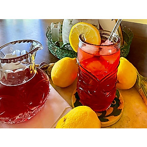 Pack of 4 Tiki Glasses 13 oz. with 1 oz. & 2 oz. Stainless Steel Japanese Jigger for Bartending - Unique Glasses for Cocktail, Juice, Lemonade, Water (Set of 4 Glassware + 1 Japanese Jigger)