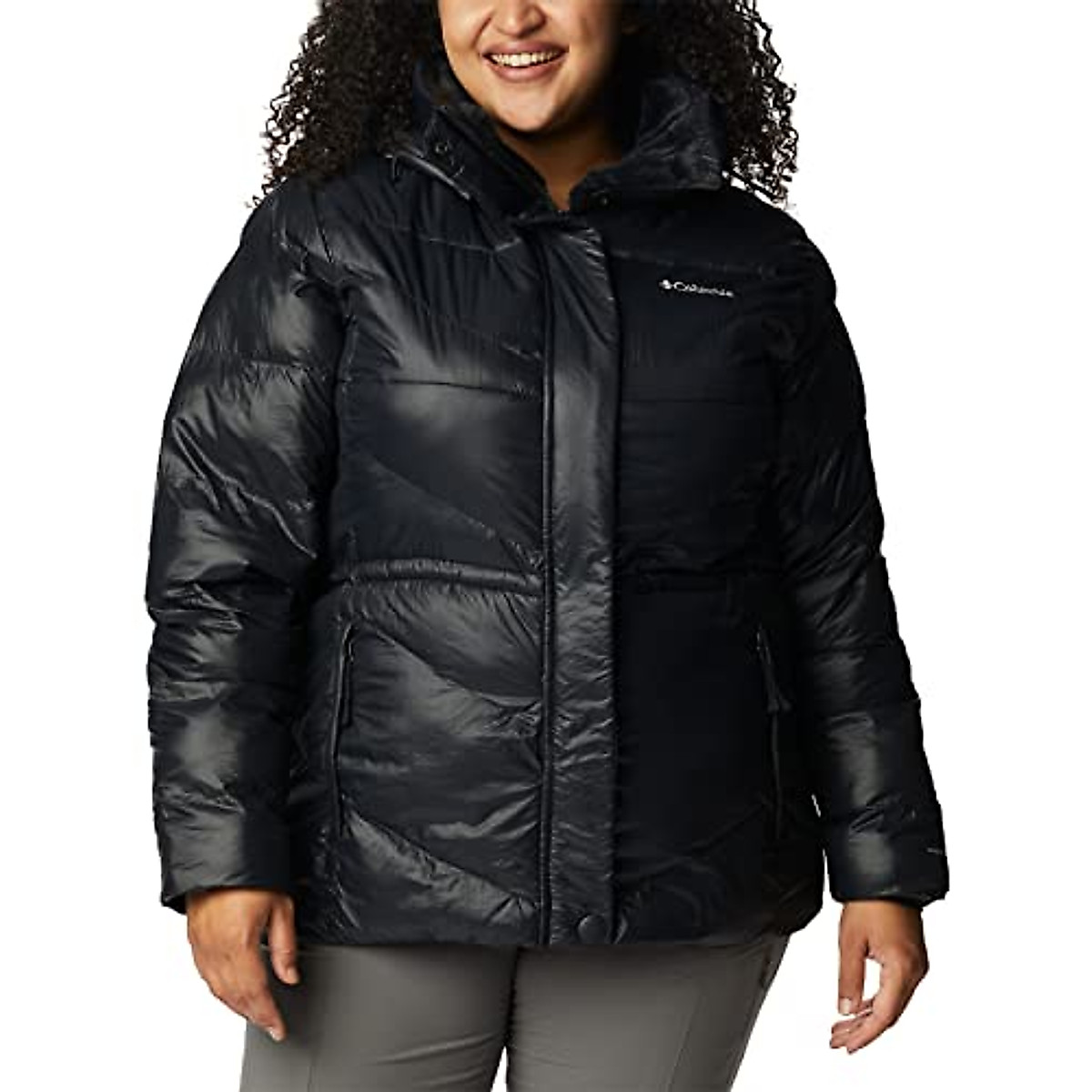 Columbia Women's Peak To Park II Insulated Hooded Jacket, Black Gunmetal, 3X Plus