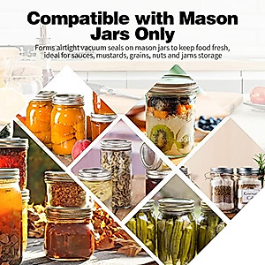 Jar Sealer and Accessory Hose Kit Compatible with FoodSaver Vacuum Sealer, Mason Jar Sealer Vacuum Kit for Regular & Wide-Mouth Mason Jar, Jars Sealing Hood with Hose and Jar Lids (White)