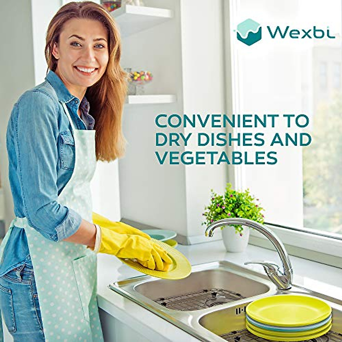 Wexbi Kitchen Sink Protectors for Double Kitchen Sink, Stainless Steel Sink Grid, Set of Two Metal Sink Protector Mat 16 x 13 in, 14.5 x 11.26 in, Grid Sink Bottom Protector with Rear Drain