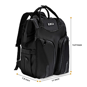 LZCJ Multi-Functional Large-Capacity Travel Backpack, Diaper Bag, Pregnant Woman, Baby, Diaper Changing Bag, Equipped with Thermal Insulation Pocket（Black）