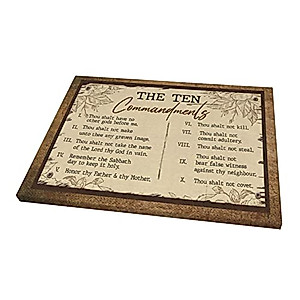 GRYTAPA The Ten Commandments Vintage 10 Commandments Wall Art Decor Bible Verse God Inspirational Quotes Canvas Print Artworks Christian Decor Framed for Church Living Room Bedroom 16"X12"