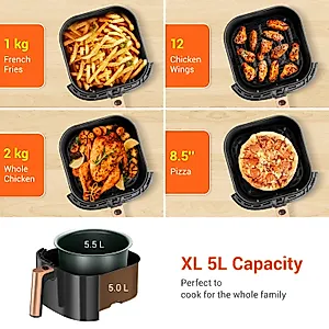 Ultenic K10 5.3QT Air Fryer Oven Combo, One-Touch Screen with 11 Presets, Complete APP Control Including Customizable Smart Cooking Programs and Over 100 Recipes, Nonstick and Dishwasher-Safe Basket