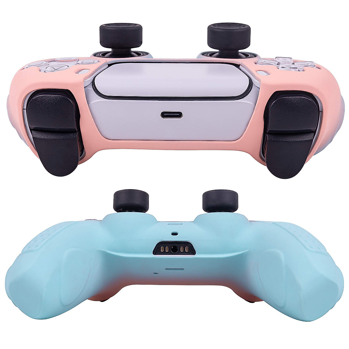 PS5 Controller Grip Cover, CHIN FAI Anti-Slip Silicone Skin Protective Cover Case for PlayStation 5 DualSense Wireless Controller with 6 Thumb Grip Caps (Gradient Color-1)