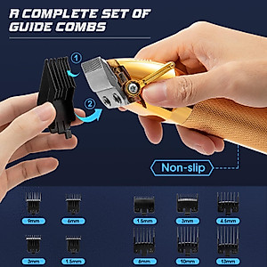 Hair Clippers for Men, Professional Hair Trimmer Barber Set Cordless Beard Trimmer Haircut Grooming Kit Gift for Men/Women/Kids/Pet (Gold)