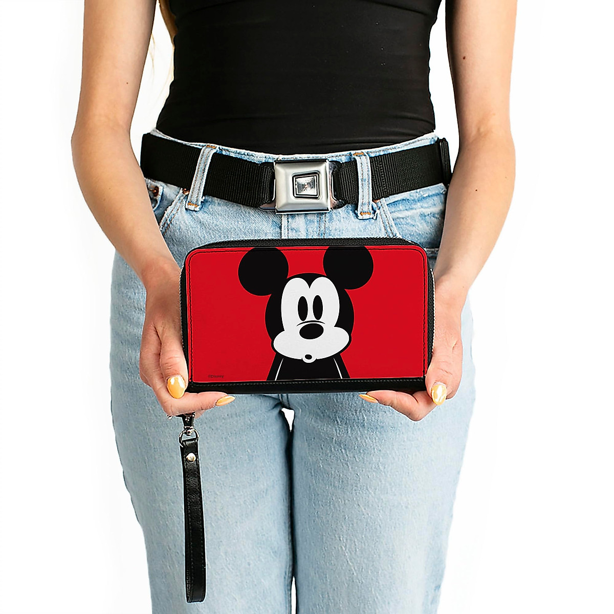 Buckle-Down Women's PU Zip Around Wallet Rectangle-Mickey Mouse, 7.5"x4.5"