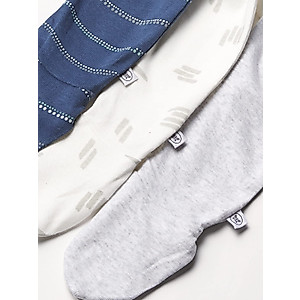 HonestBaby Baby 3-Pack Organic Cotton Footed Harem Pants, Dotted Stripe Navy Blue, 0-3 Months