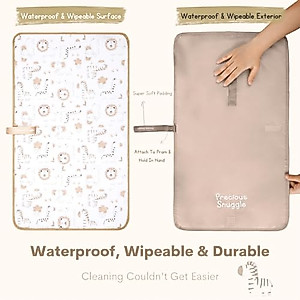Precious Snuggle Portable Diaper Changing Pad | Waterproof Foldable Baby Changing Mat - Unisex Lightweight Changing Pad - Large Surface - Small & Compact | Double Wipeable Sides (African Safari)