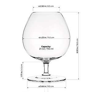 Luxbe - Brandy & Cognac Crystal Glasses Snifter, Set of 2 - Large Handcrafted - Crystal Glass - Bourbon - Wine - 25.5-ounce