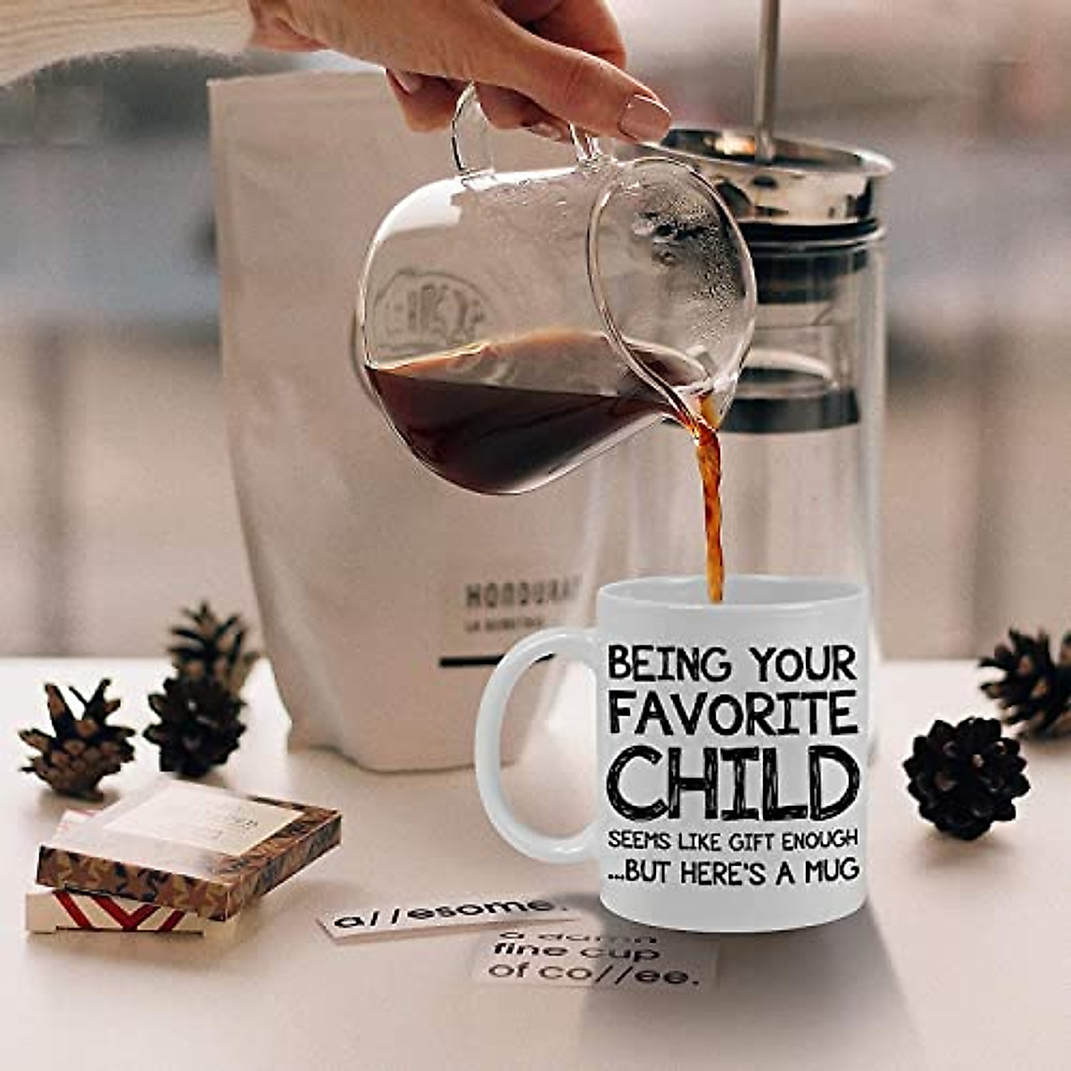 Generic Funny Coffee Mug Being Your Favorite Child Best Mom & Dad Christmas Gifts Unique Gag Xmas Gifts from Daughter, Son, Kids Parents Bday Present Idea Fun Novelty Cup for Men, Women