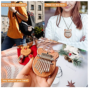 VIVP 8 Keys Mini Kalimba Thumb Piano Solid Wood Finger Piano Portable Marimba Musical Handmade Instruments Professional Mbira with Lanyard Good Accessory Pendant Gift Easy to Learn Christmas Gifts