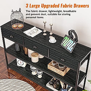 Furologee 5-Tier Bookshelf, Tall Bookcase with 2 Storage Drawers, Long 47" Console Table with 3 Drawers, Entryway Table with Storage Shelves