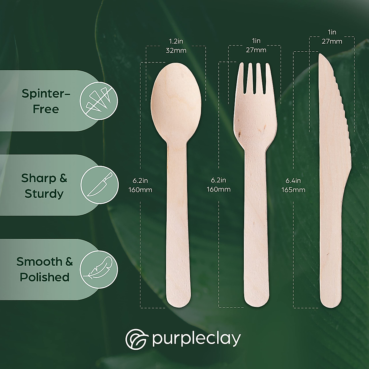 Wooden Compostable Utensils Set - 360 Pieces (120 Forks 120 Spoons 120 Knives) Sturdy Wood Disposable Cutlery - Eco-Friendly Biodegradable Utensils for Party - Free From Plastic Cutlery Set for Eating