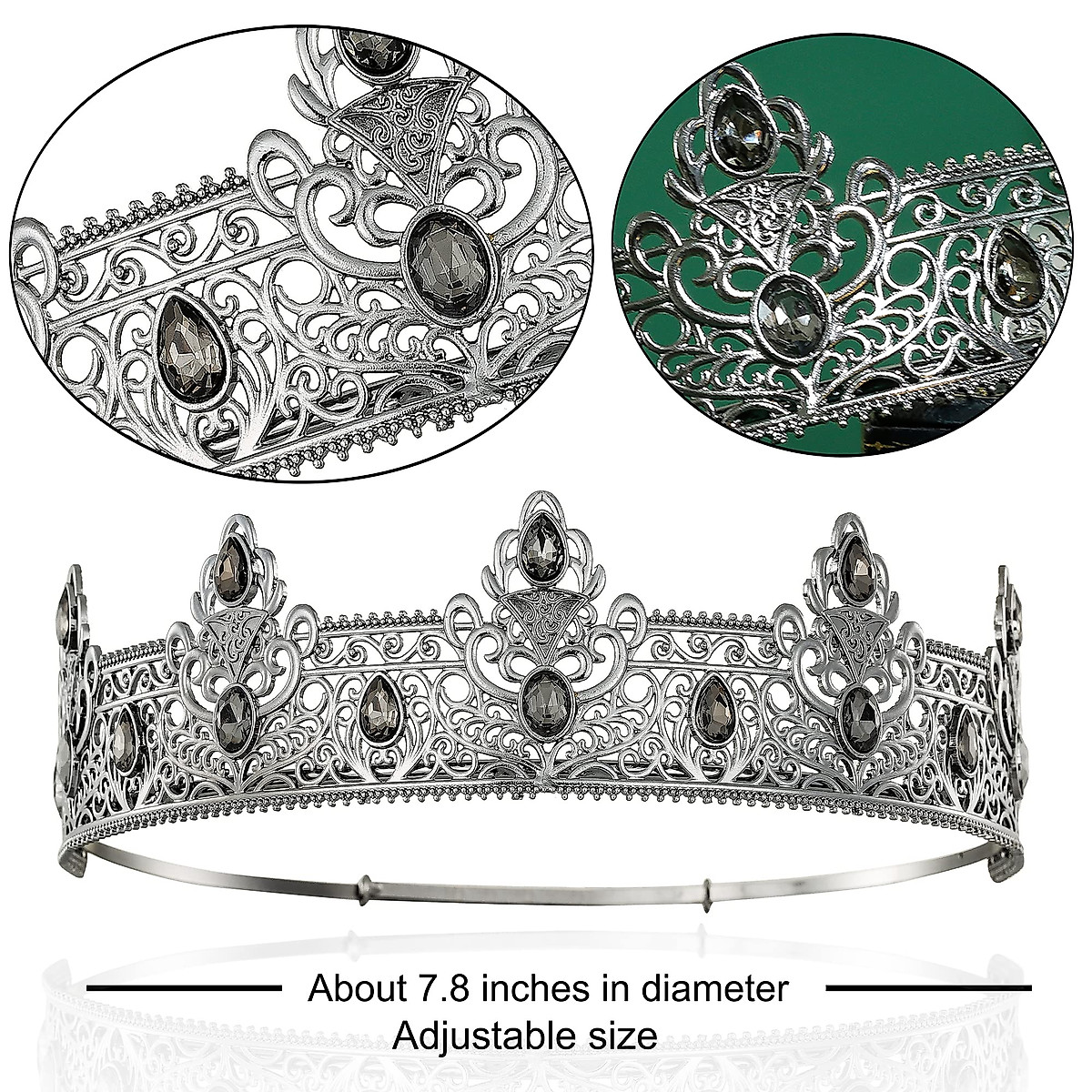 TITIKADI Costume Headwear, Birthday Crown and Sash - Birthday Crown King Birthday Party Decoration (Black-D)