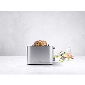 ZWILLING Enfinigy 4 Slice Toaster with Extra Wide 1.5" Slots for Bagels, 7 Toast Settings, Even Toasting, Reheat, Cancel, Defrost, Silver