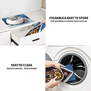 Lollipops Christmas Trees Cottage Printed Drying Mat For Kitchen Ultra Absorbent Microfiber Dishes Drainer Mats Non-Slip Silicone Quick Dry Pad - 18 X 16inch