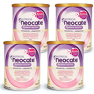 Neocate Syneo Infant - Hypoallergenic, Amino Acid-Based Baby Formula with Prebiotics, Probiotics and DHA/ARA - 14.1 Oz Can (Case of 4)