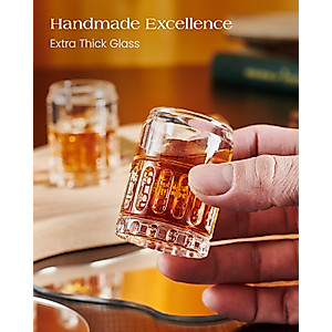 Kollea Set of 4 Shot Glasses, Flash Hider Shaped Shot Glass Set with Heavy Base, Whiskey Shot Cups for Tequila, Vodka, Spirits, Bourbon