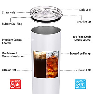 Mr and Mrs Stainless Steel Skinny Tumbler Set, Insulated Travel Tumbler, Gifts for Newlyweds Couples Wife, Wedding Engagement Bridal Shower, 20 Oz Slim Water Tumbler with Lid Straw, Black and White