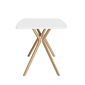 Lecut Dining Table with MDF Top and Metal Legs Modern Mid Century Rectangle Kitchen Table for Dining Room Living Room Small Spaces 47Inch White