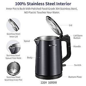 0.8L Small Electric Kettles Stainless Steel, Travel Mini Hot Water Boiler Heater, Double Wall Cool Touch Portable Teapot Heater, Auto Shut-Off & Boil-Dry Protection, 120V/800W, 2 Year Warranty