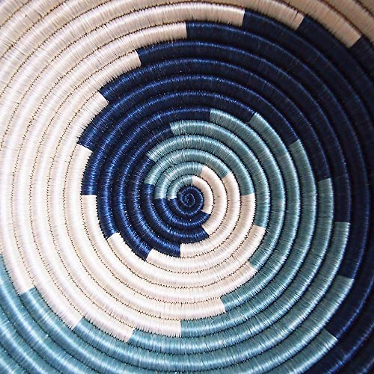 African Basket- Rususa/Rwanda Basket/Woven Bowl/Sisal & Sweetgrass Basket/Blues, White