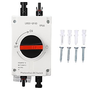 1500V 32A Photovoltaic DC Isolator Solar Switch, IP66 Waterproof Isolation PV Disconnect, for Off Grid On Grid Solar Systems, Solar Power System RV, Boat Basic