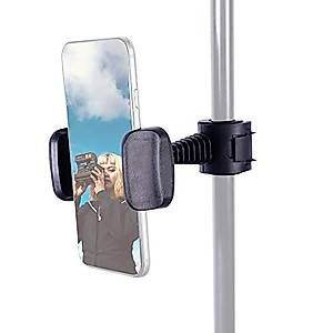 ELEQOTE Cell Phone Holder for Microphone Stand 360° Swivel Adjustable Smartphone Clamp Mount Compatible with iPhone, Galaxy, Sony, LG, Google, Pixel, Oneplus, Huawei and Other Phones