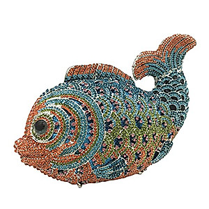 UMREN Women Cute Mini Fish Clutch Evening Bag Purse Luxury Rhinestone Handbag Wedding Cocktail Party Shoulder Bag P15