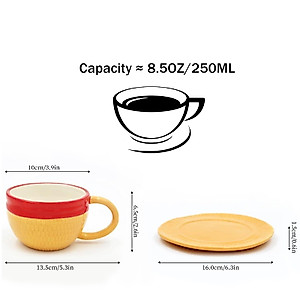 FINDAMAZE One Piece Anime Novelty Coffee Mugs,Luffy's Hat Anime Coffee Cup,Ceramic Coffee Tea Milk Cup,Gifts for Christmas, Birthday, Anniversary(Luffy)