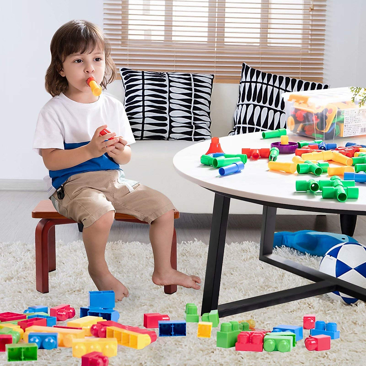 HOUCHICS Wooden Step Stool Kids 2Pack, Step Stool for Toddler Potty Training,Wood Stool for Nursery Kitchen Toilet, Sturdy 210 lbs Capability, with Safety Non-Slip Pad, Children&Adults(Walnut)