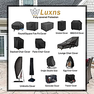 Luxns Fire Pit Cover Round, Heavy Duty Waterproof 600d Patio Outdoor Gas Fire Pit/Table/Bowl Cover - Black (Round-50”D X 24”H)
