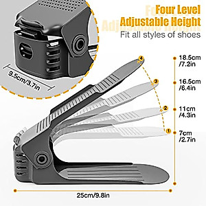 Neprock 6 Tier Black Shoe Organizer Bundle with 20-Pack Grey Shoe Slots Organizer